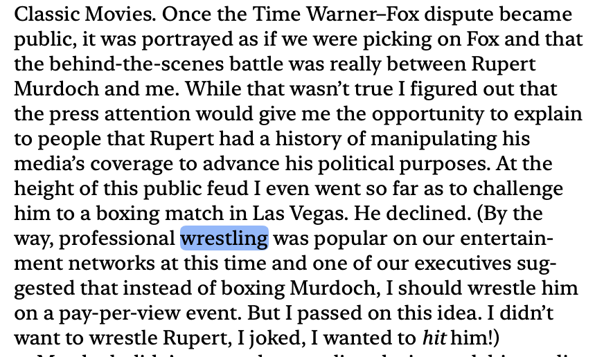 Wrestling appears twice in Ted Turner's autobiography. One is a half a ...