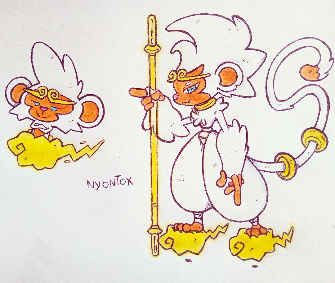 Sunmonkey , Sunkong. Light/Fighting Type. #pokemon #fakemon https://t ...
