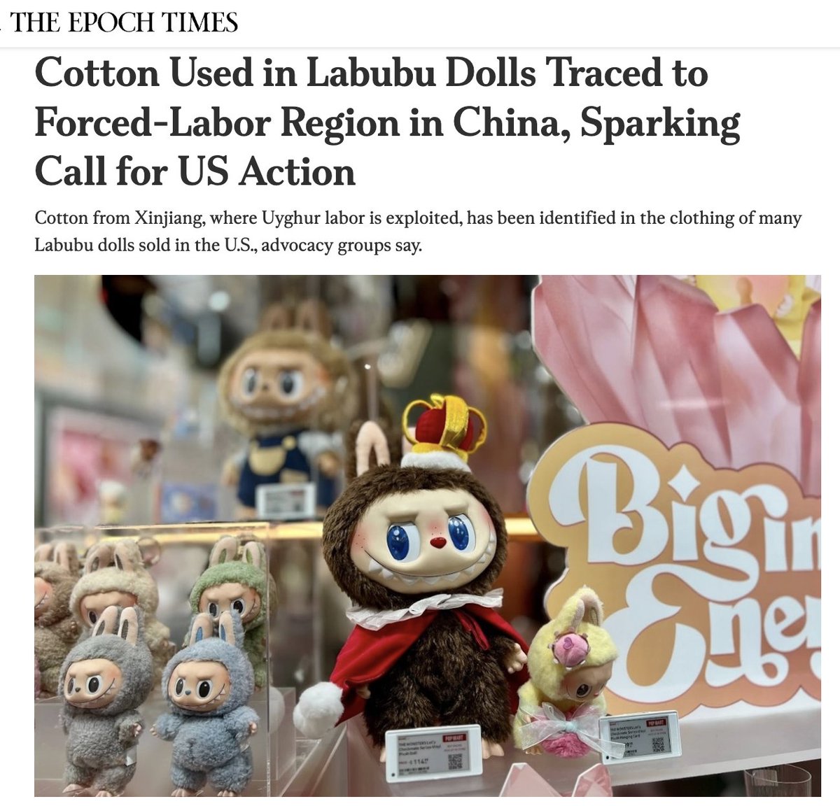 Cotton Used in Labubu Dolls Traced to Forced-Labor Region in China ...