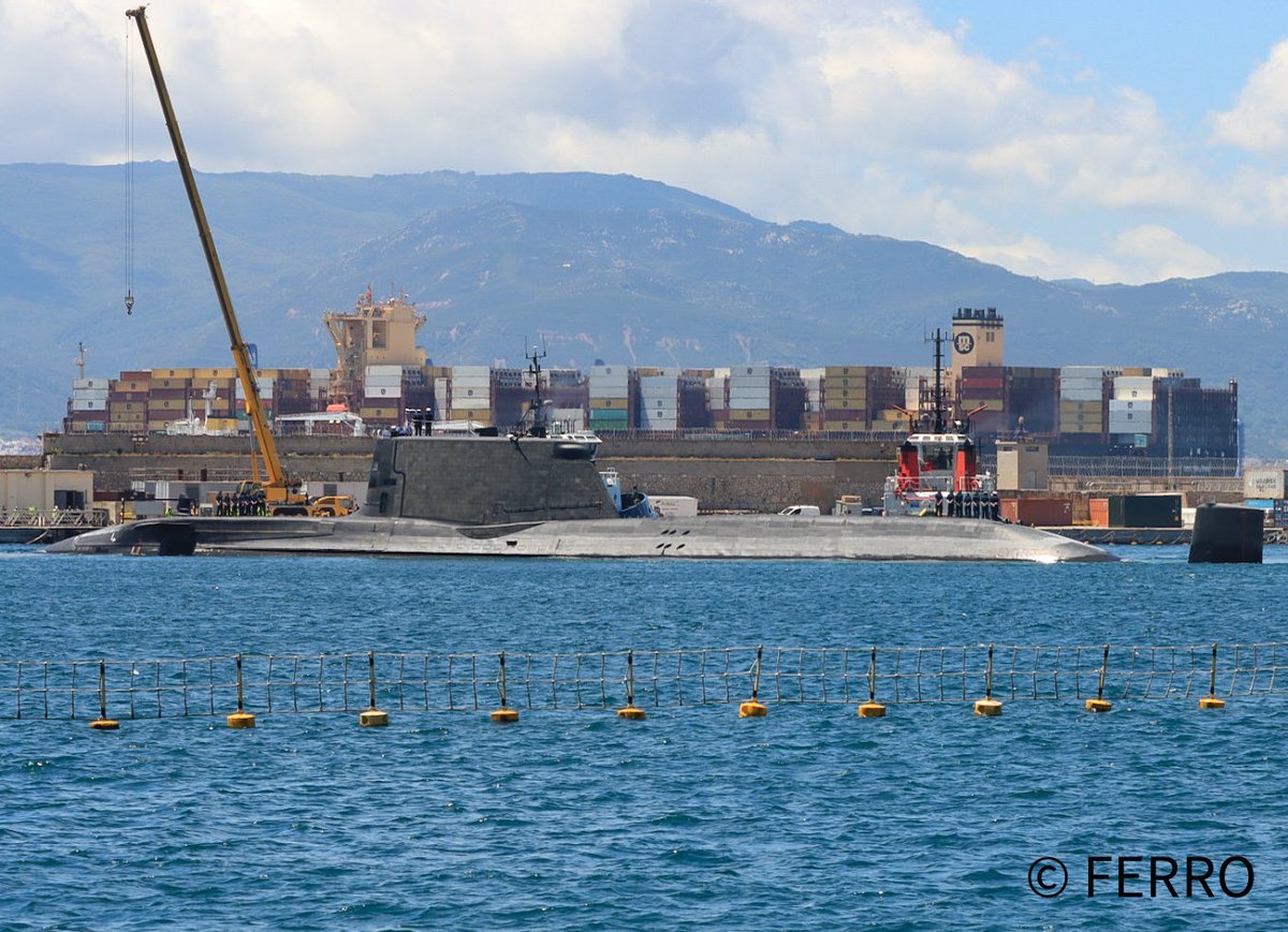 RN Astute Class SSN HMS ANSON S123 arriving in Gibraltar this afternoon ...