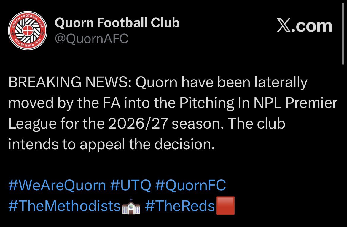 Interesting decision on non-league placements for local clubs at Step 3 ...