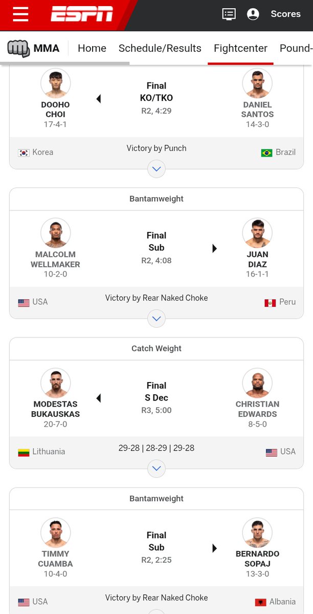 My ESPN app shows these as the fights tonight? I'm not sure why there's ...