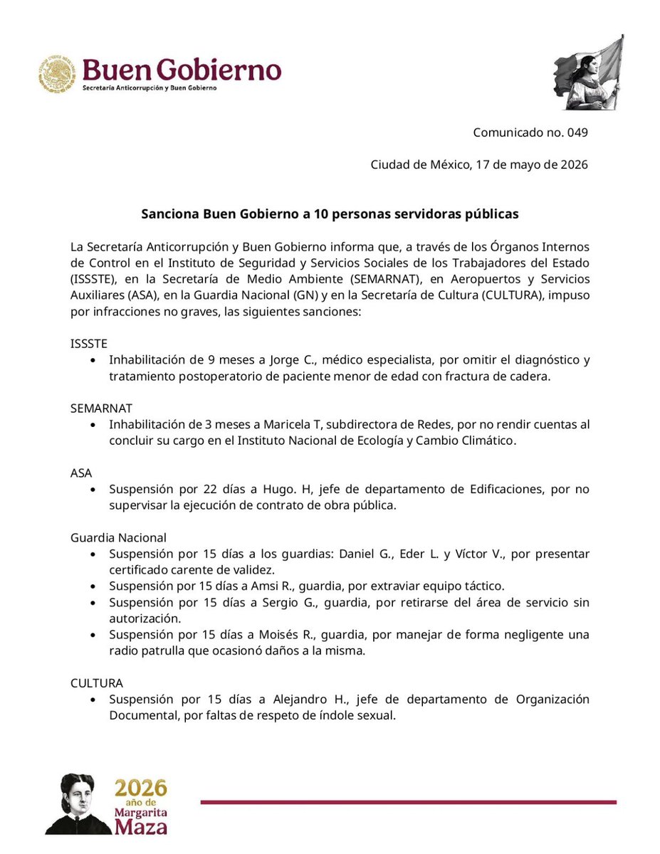 #ComunicadoBuenGobierno La Secretaría Anticorrupción y #BuenGobierno ...