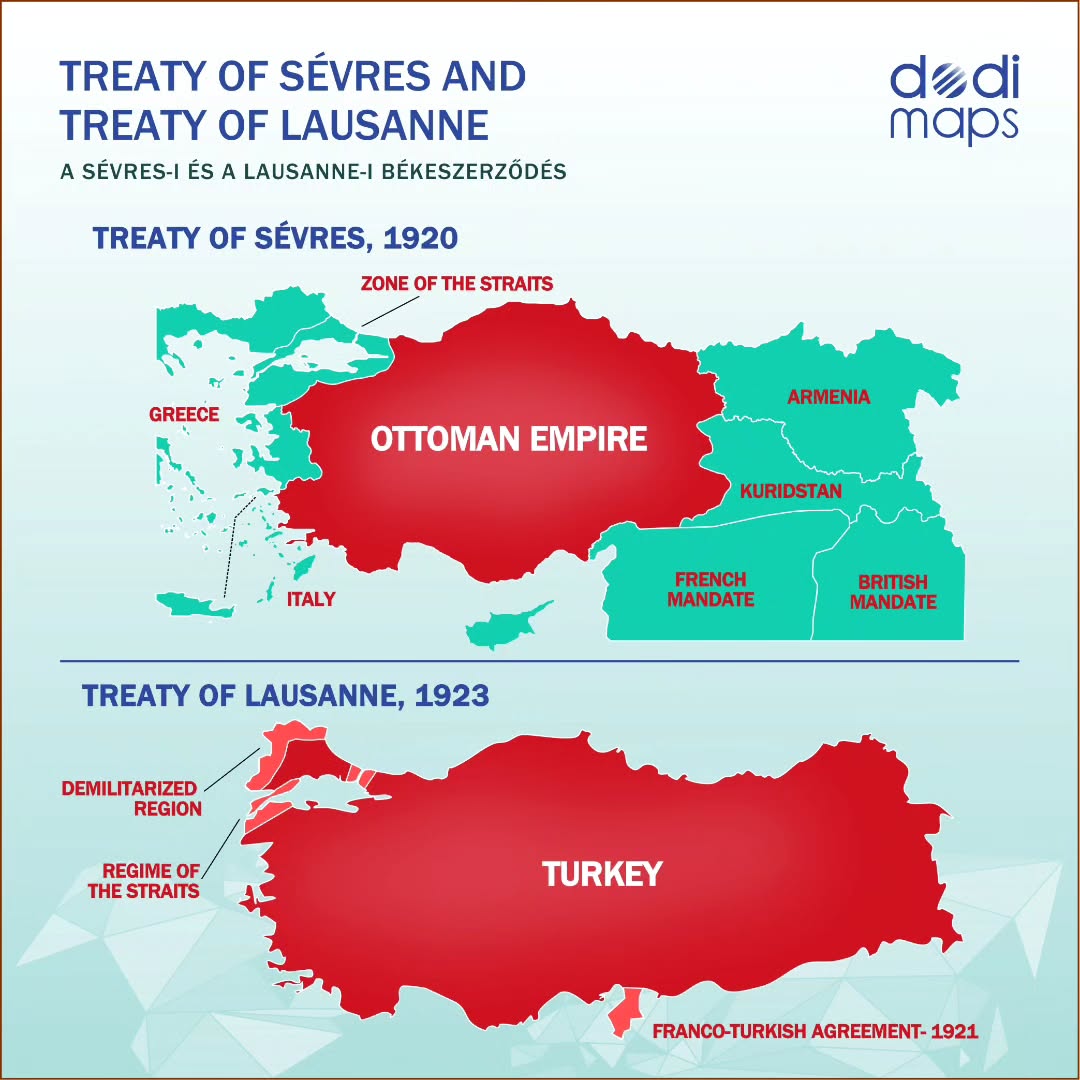 Treaty of Sèvres (1920) vs Treaty of Lausanne (1923) Credit: Dodi Maps ...