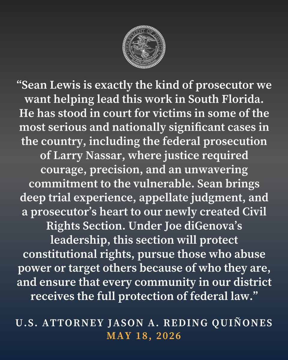 US Attorney Reding Quiñones (@USAO_SDFL) / Posts / X