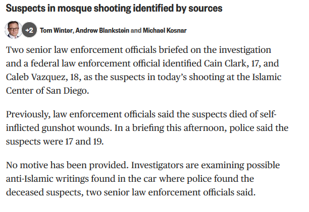 Nbc News San Diego Islamic Center Shooting Suspects Are Cain Clark 17