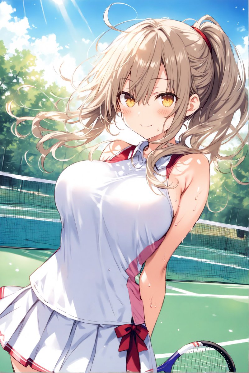 テニス部の練習を終えて一休み #AIイラスト