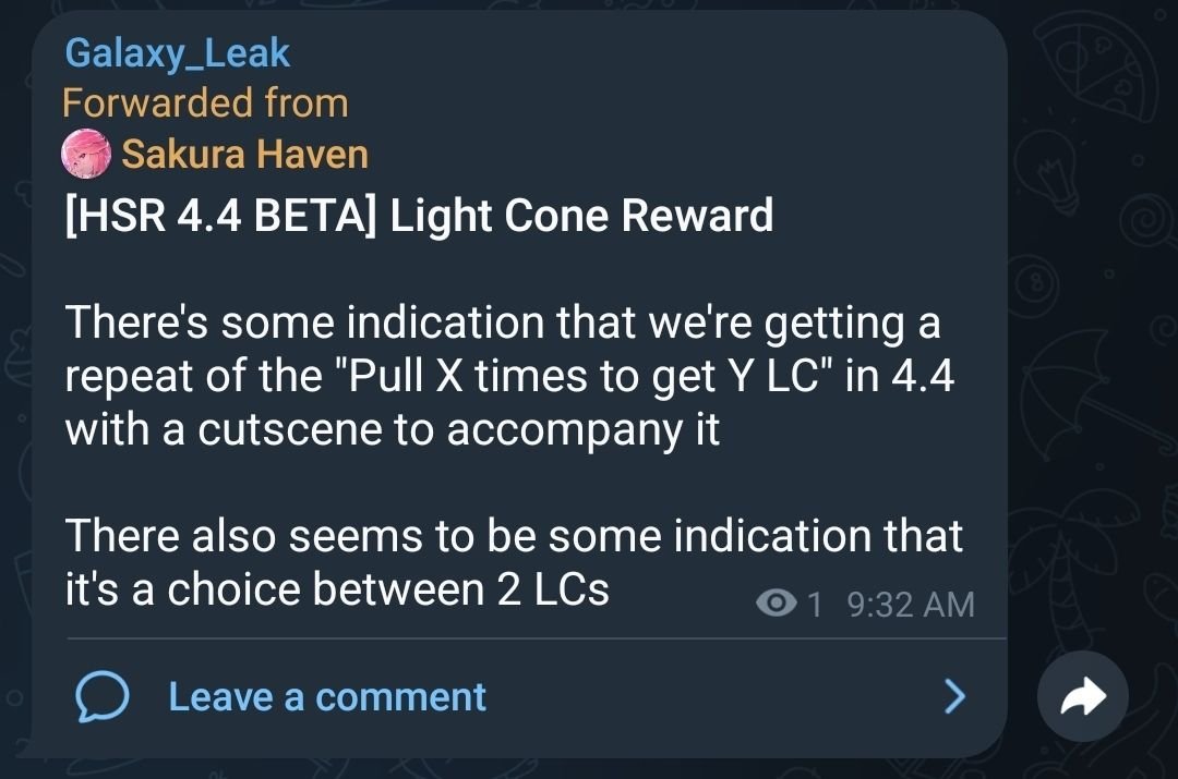[ 4.4 HSR ] Confirmation that we'll get Gilgamesh Lightcone for free ...
