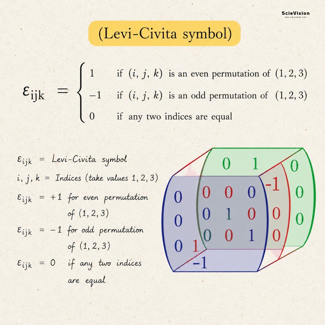 Levi-Civita symbol ️ It is amathematical tool used in physics and math ...