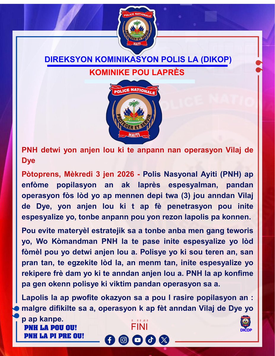 PNH detwi yon anjen lou ki te anpann nan operasyon Vilaj de Dye #P4000 ...
