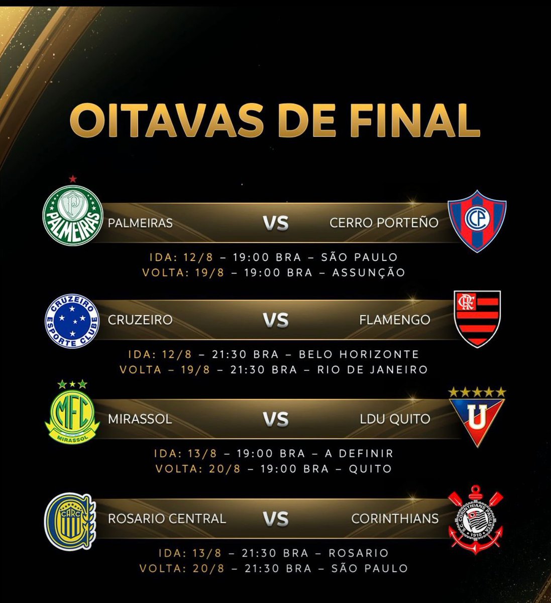 A Conmebol divulgou oficialmente as datas e os horários das partidas ...