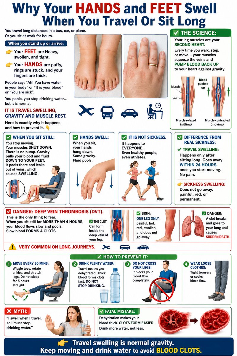 Why Your HANDS and FEET Swell When You Travel Or Sit Long You travel ...