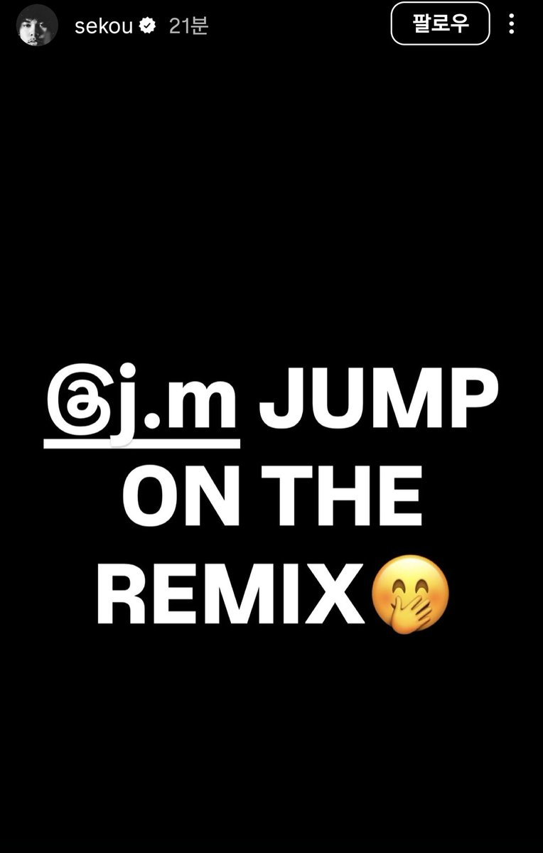Singer 'Sekou' Instagram Story (Jimin used Sekou's song as the bgm for ...