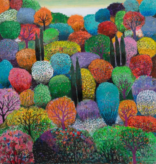 Breathtaking Painting "Wadi Qana" (2025) by Palestinian Artist Nabil ...