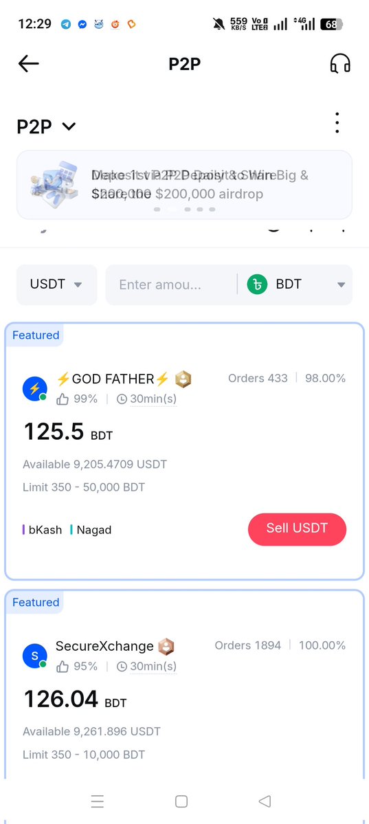 Day 3 Here’s today’s 1 USDT → BDT comparison Bitget Wallet→127.73 BDT ️ ...