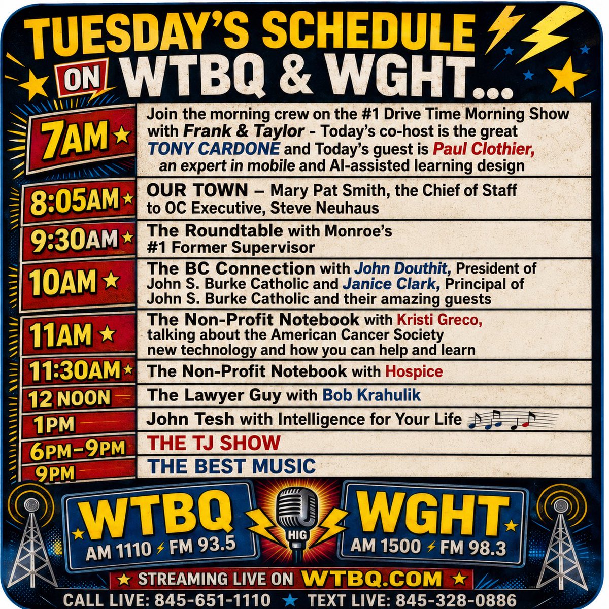 TUESDAY – 7AM- Join the morning crew on the #1 Drive Time Morning Show ...