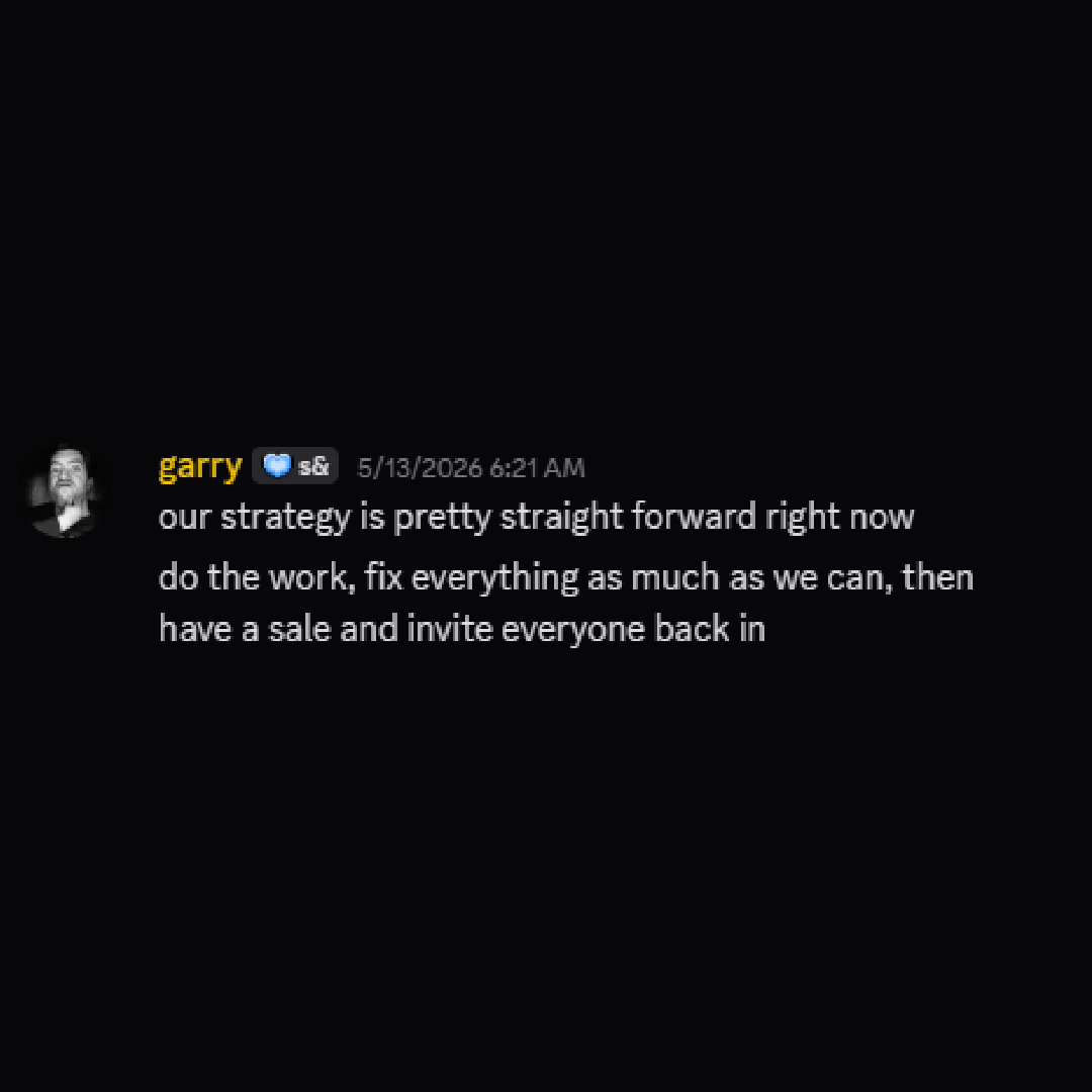 Garry mentioned earlier this month that He's planning on having a sale ...