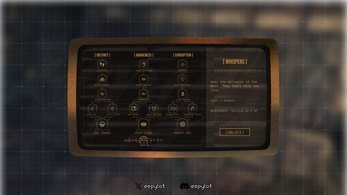 | Horror Skill Tree Concept Retro-inspired progression UI for a horror ...