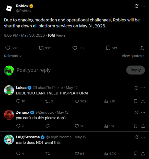If Roblox shut down tomorrow, what would you do?