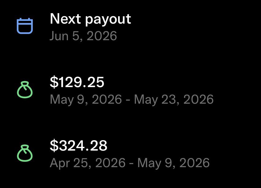 my recap for May: so far; > 4.5k verified followers > made ~$450 from X ...