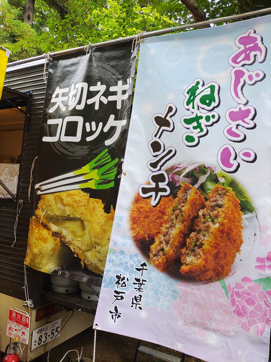 境内には地元のお店の屋台やキッチンカー、メイクや整体のコーナーもあってすごく賑わってました！ あじさいねぎメンチと矢切ネギコロッケを( 'ч ...