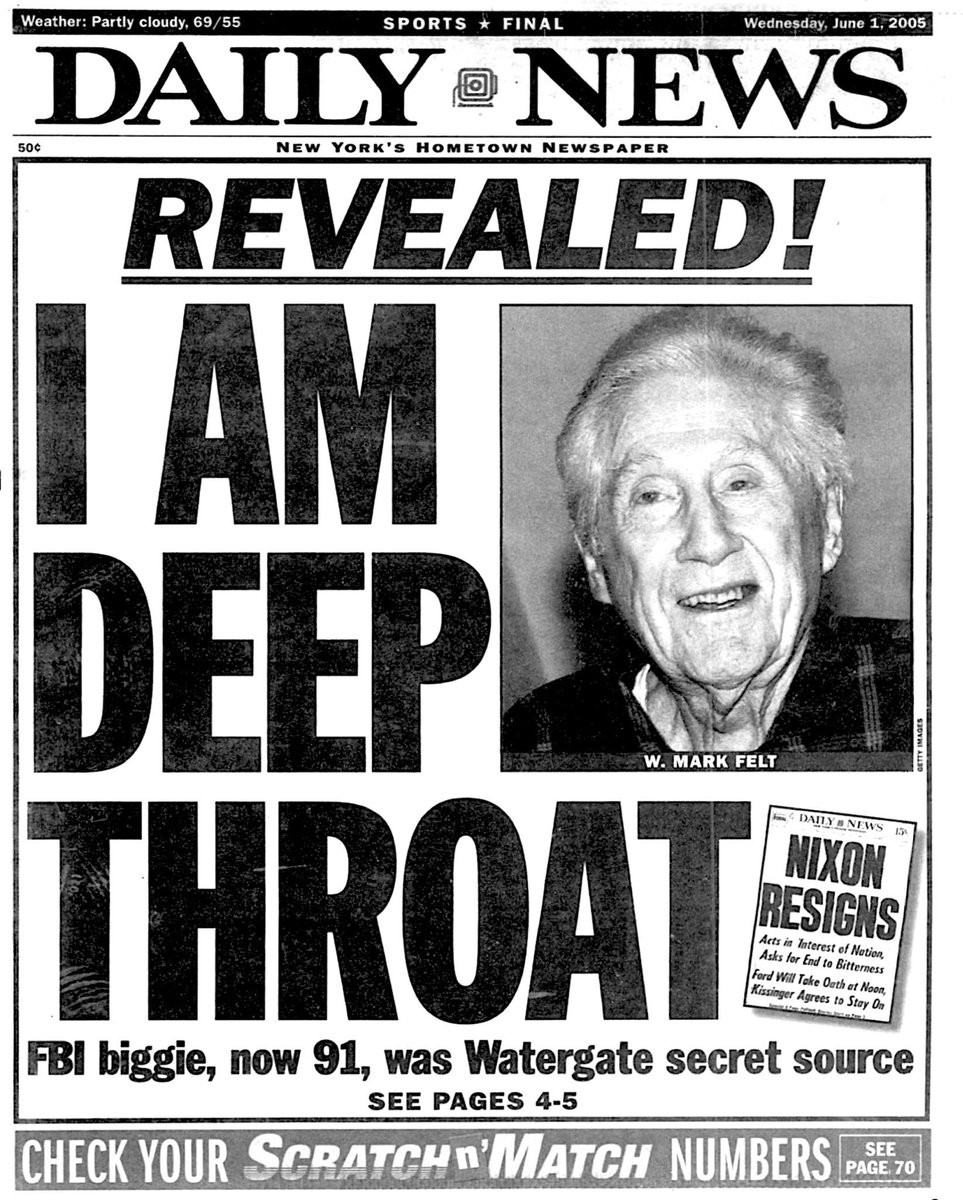 On May 31, 2005, 91-year-old Mark Felt was revealed to be the anonymous ...