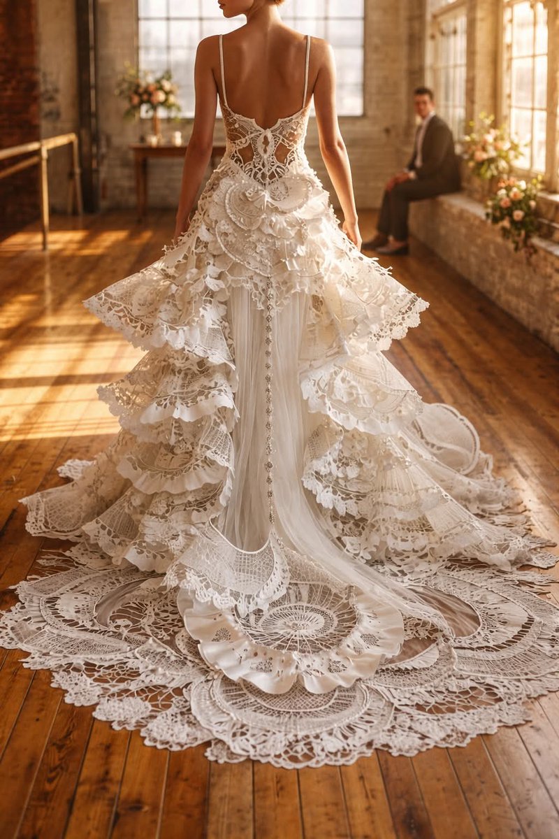 My friend just sent me this photo of her wedding dress and I'm honestly ...