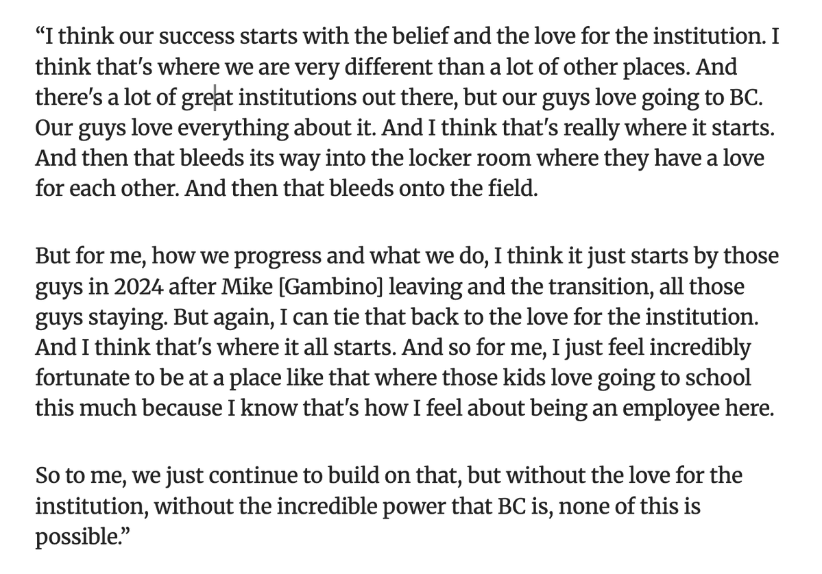 Todd Interdonato's full quote on Boston College, the team’s success ...