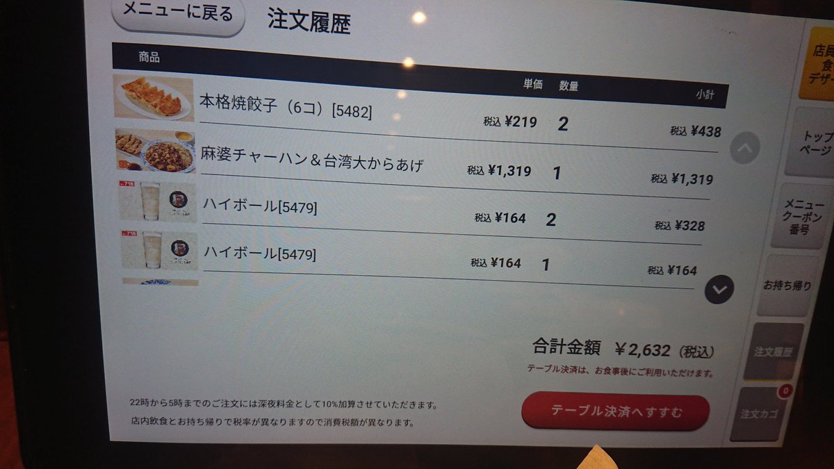 初手で上3つ注文して全部テーブルに揃ったら隣の女性2人組が若干引いてたけどそんなことなくない？？ ハイボール2杯注文がマズかった？