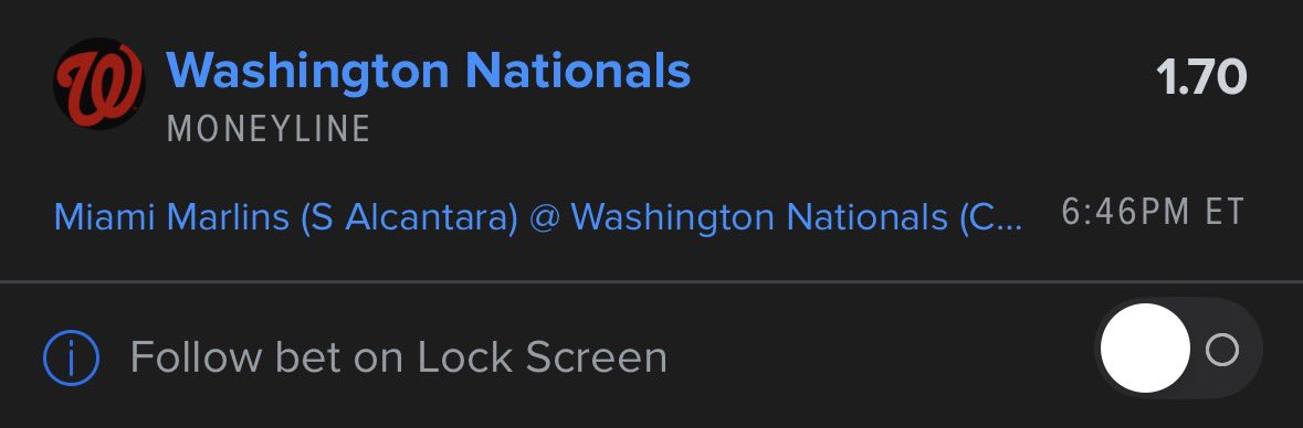 MLB MONEYLINE PICK OF THE DAY ⚾️ → Washington Nationals ML Nationals ...