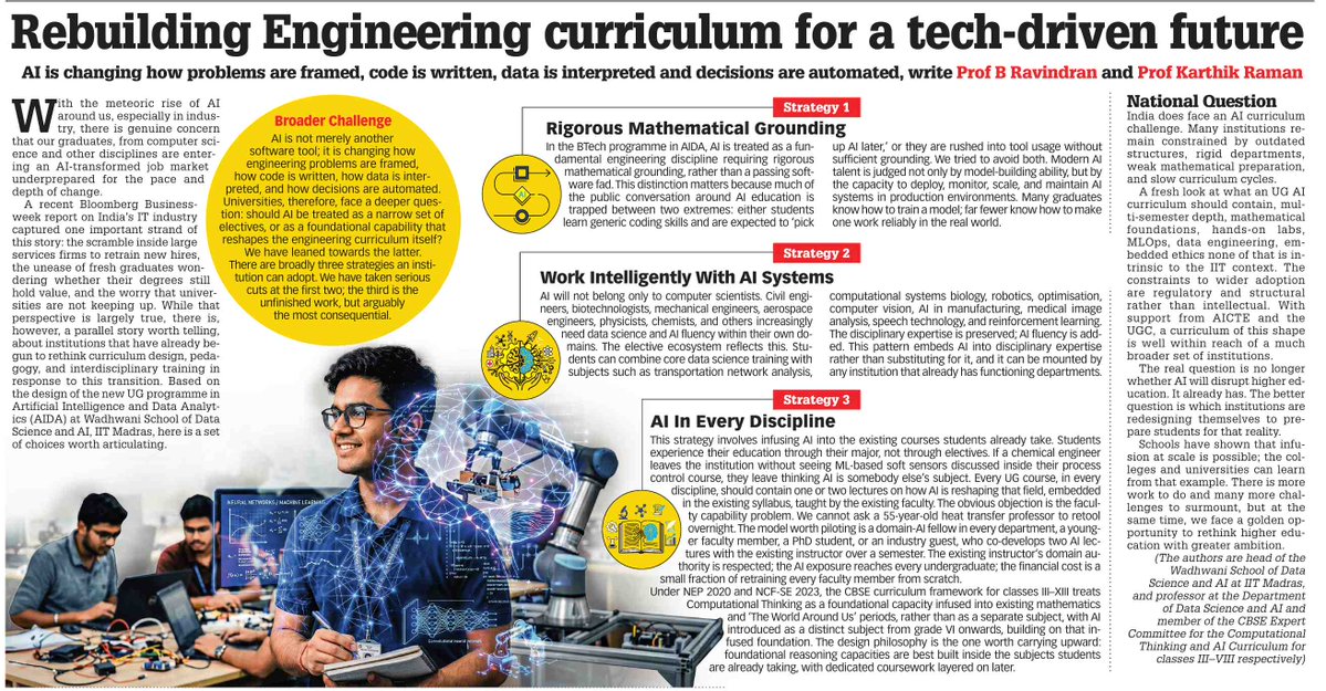 A new piece by Balaraman Ravindran (Head, Wadhwani School of Data ...