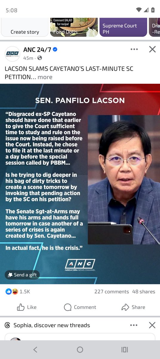 Sen. Alan Peter Cayetano's filing appears justified after the President ...