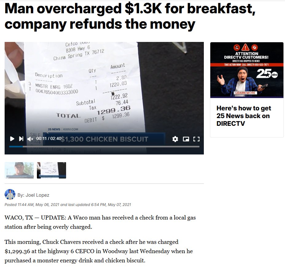 A man in Texas was overcharged for an energy drink and a chicken ...