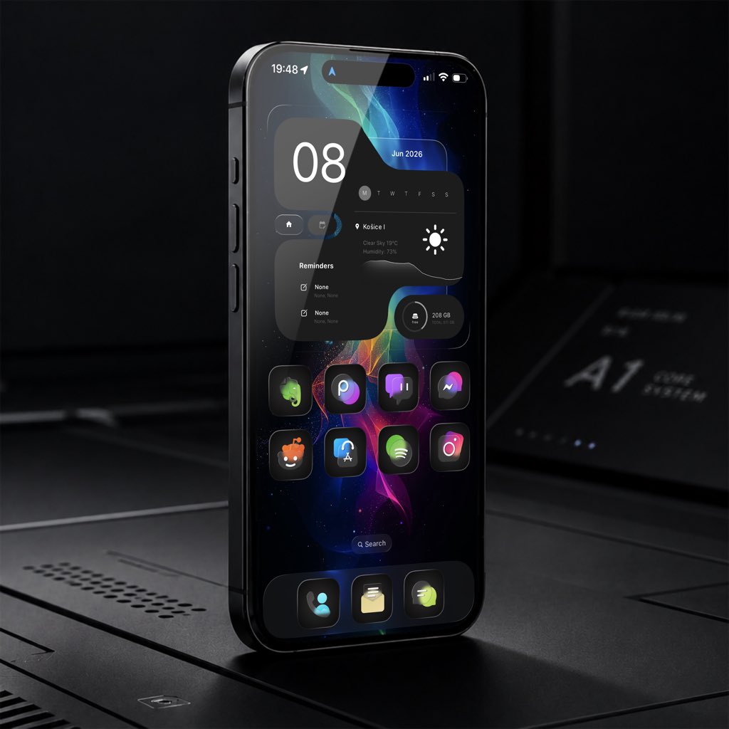 iOS homescreen setup Used: Top Widget: Uniq iOS widgets for widgy Icons ...
