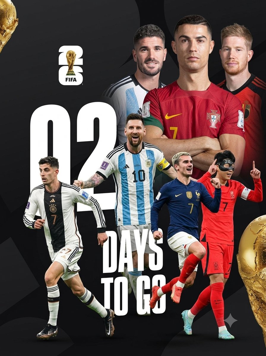 The countdown is on: two days left! ⚽ Gemini Nano Banana image Prompt ...