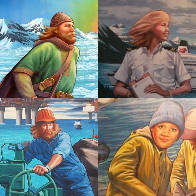 Highlights of the Maelstrom mural in the Load/ Unload of the attraction ...