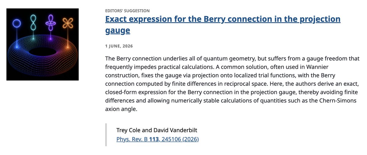 PRB Editors' Suggestion: Exact expression for the #Berry connection in ...