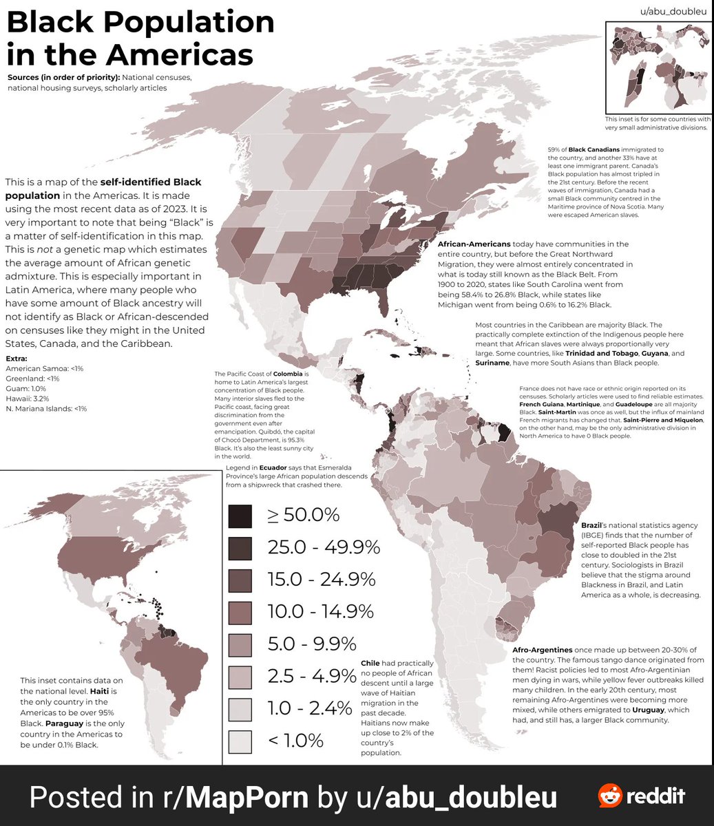 Black population in the Americas map.