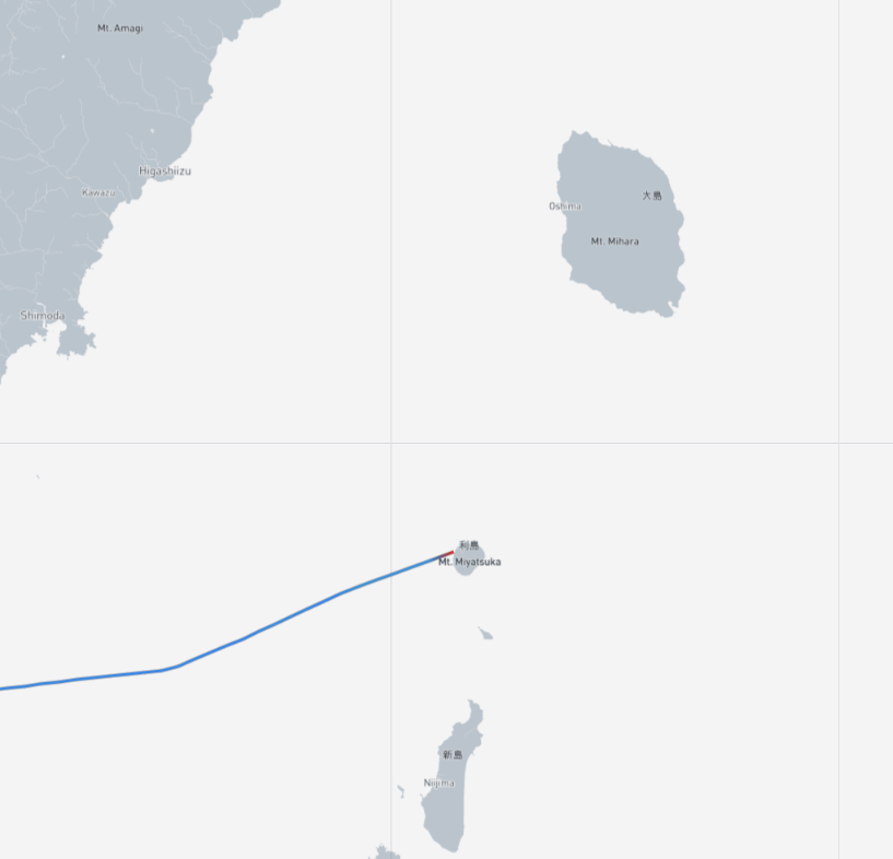 今朝、琉球海運のRORO船「にらいかない2」が利島に乗り上げています。 通常は大島の北側を航行するはずですが、大きく進路を外れていて、特に直前 ...