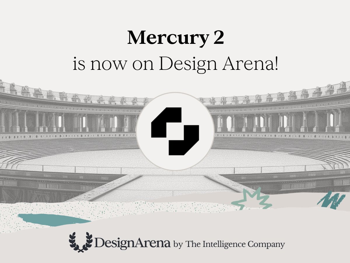 Mercury 2 by @_inception_ai is now available on Design Arena! Debuting ...
