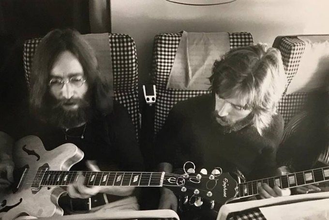 John Lennon and Eric Clapton running through a quick rehearsal in first ...