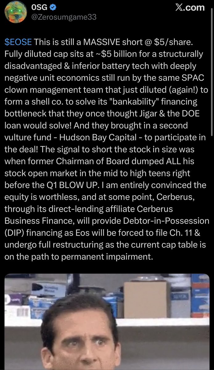 This $EOSE retard blocked me for educating him on various topics like ...