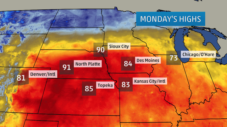 Parts of Nebraska have gone from 90s --> freezeing in 15 hours. Monday ...