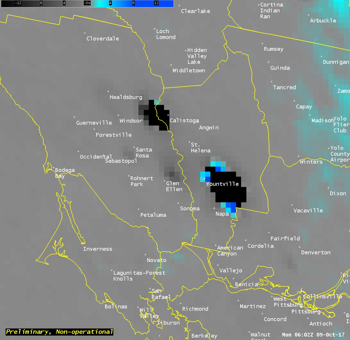 GOES16 satellite now detecting 4 wildfires in the North Bay. 3 fires ...