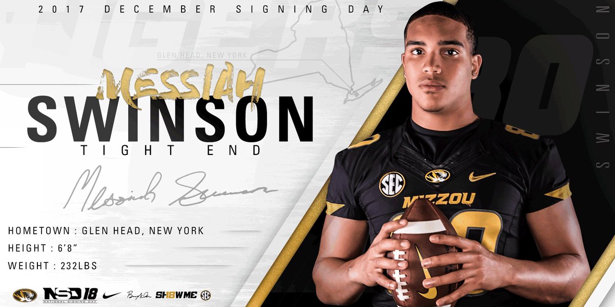 2018 3* TE Messiah Swinson commits to Missouri : r/CFB