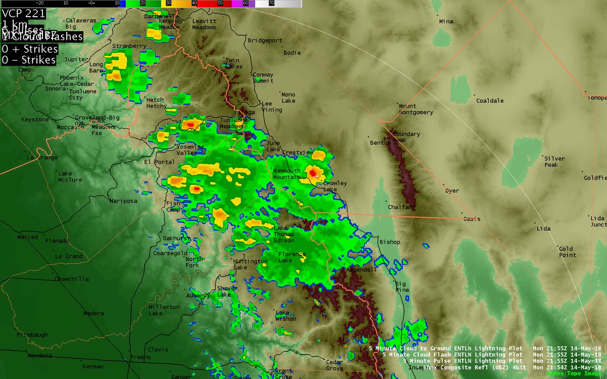 Radar shows thunderstorms over and near Yosemite Valley this afternoon ...