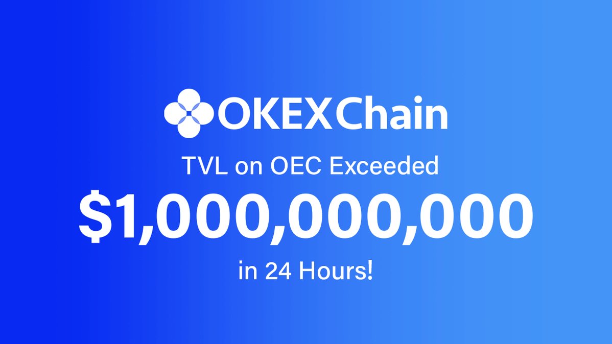 OEC on Twitter: "Whooo. Deep breath! $1B total value locked on OKExChain in 24 hours. 🎉 It’s ...
