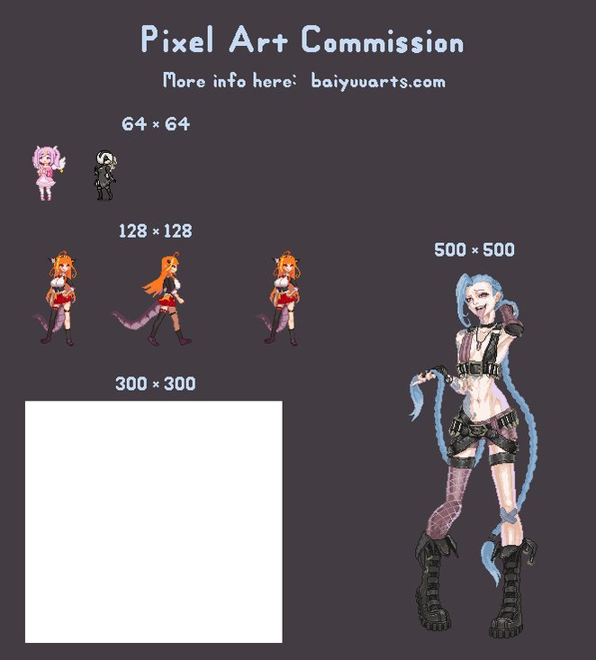 Baiyuu on Twitter: "I am officially open for commissions! I'll be taking both pixel art and ...