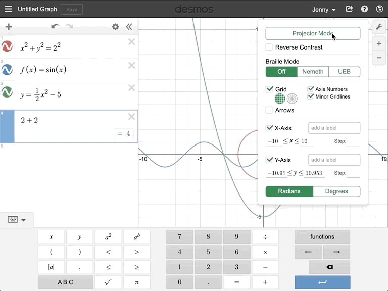 Desmos.com on Twitter: " ️ Increased keypad font sizes on projector mode!…