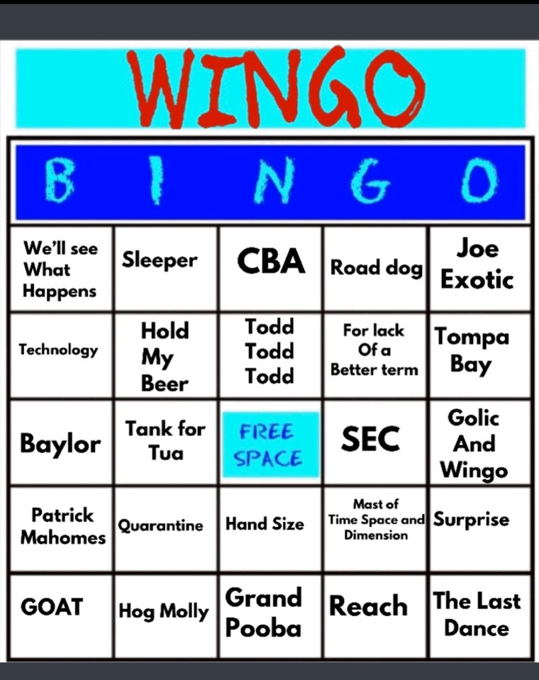 WINGO BINGO! You can play along with us during the NFL Draft tonight ...